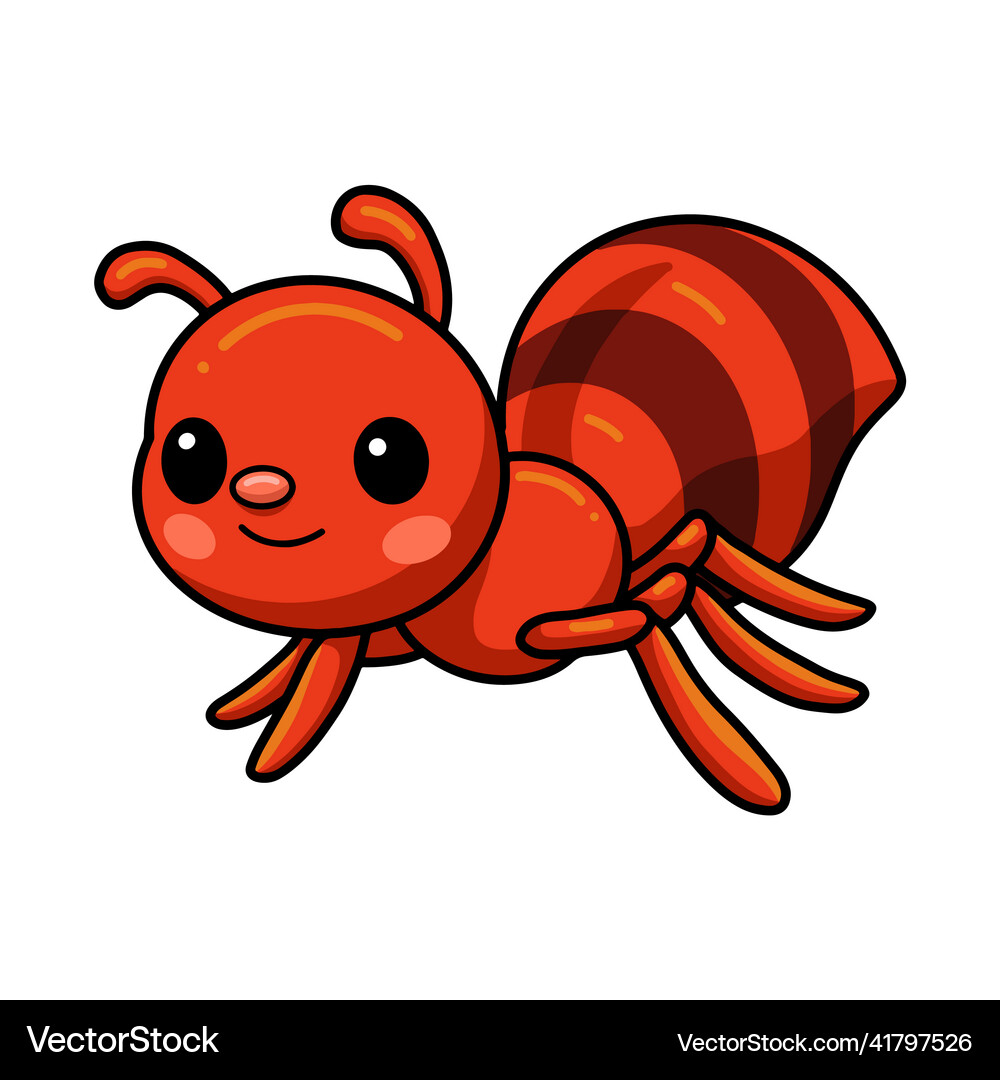 Cute little red ant cartoon Royalty Free Vector Image