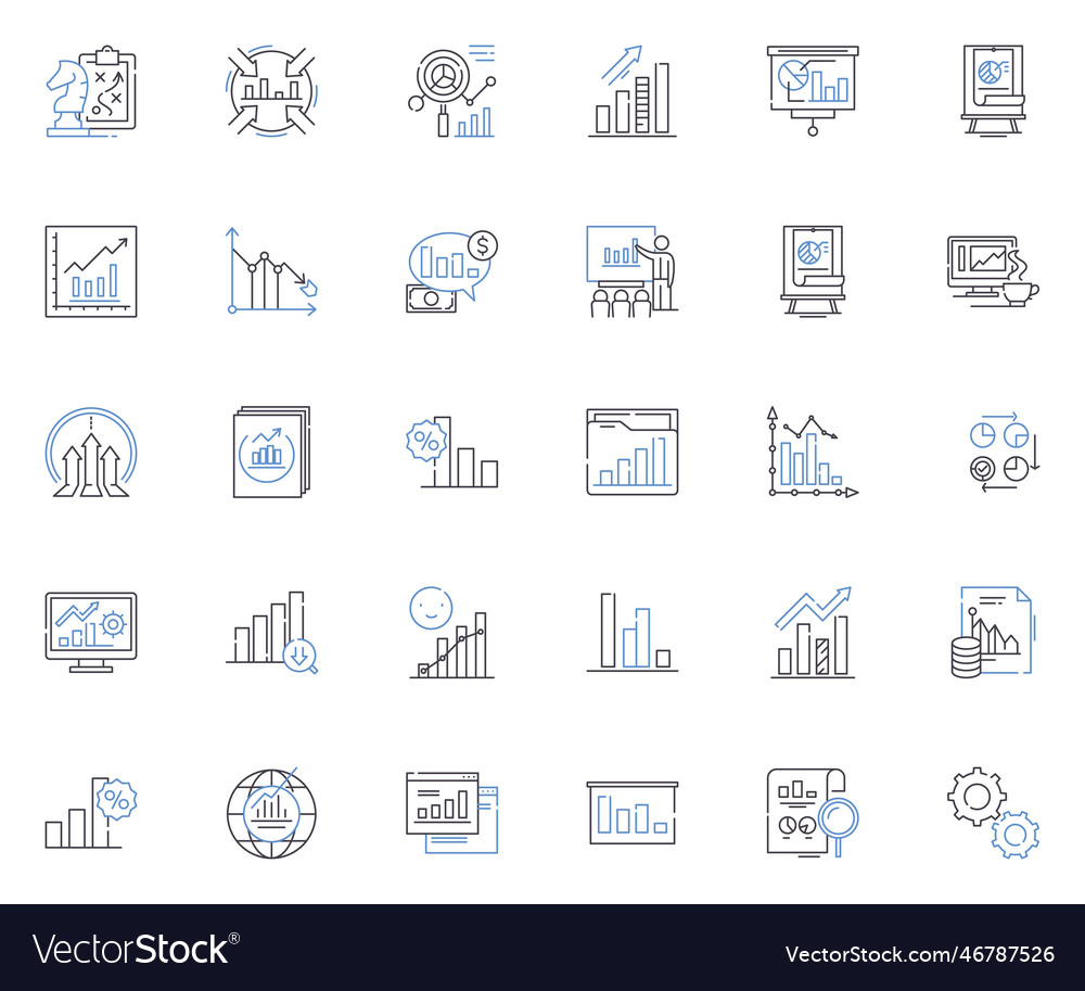 Facts statistics line icons collection metrics Vector Image