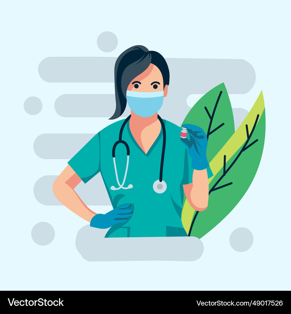 Flat design the doctor is appointing liquid medic Vector Image