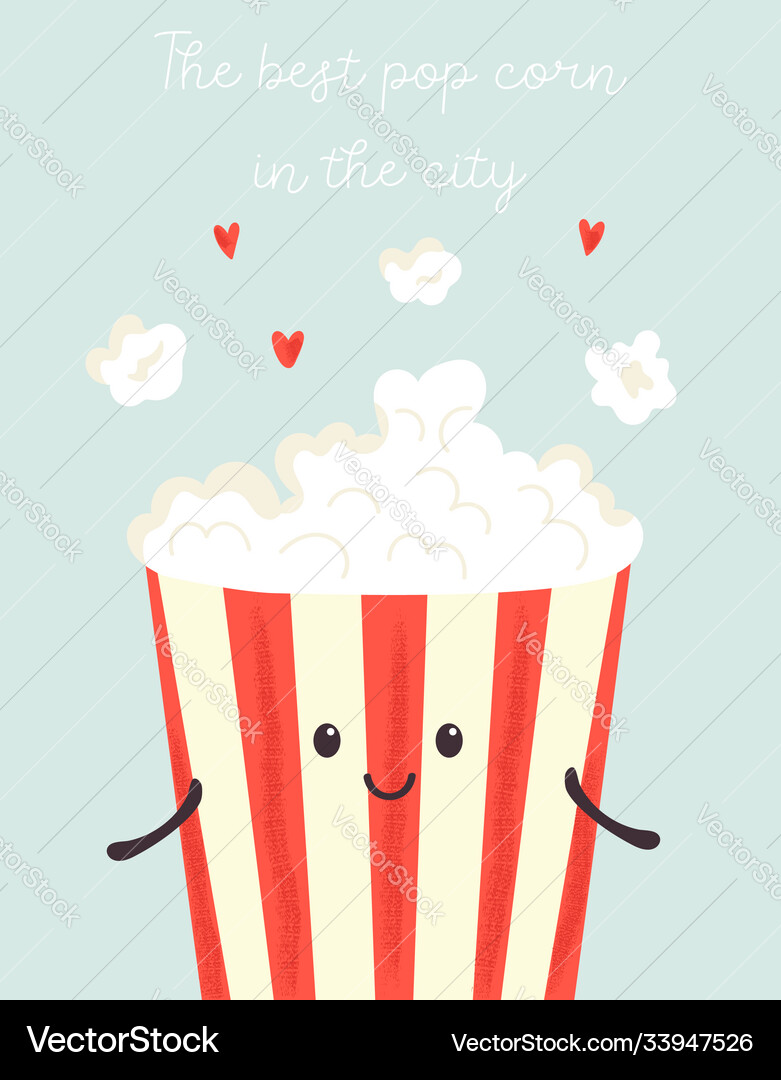 Happy bucket popcorn cheerful character Royalty Free Vector