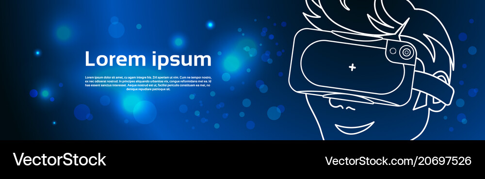 Male face silhouette wearing 3d virtual reality Vector Image