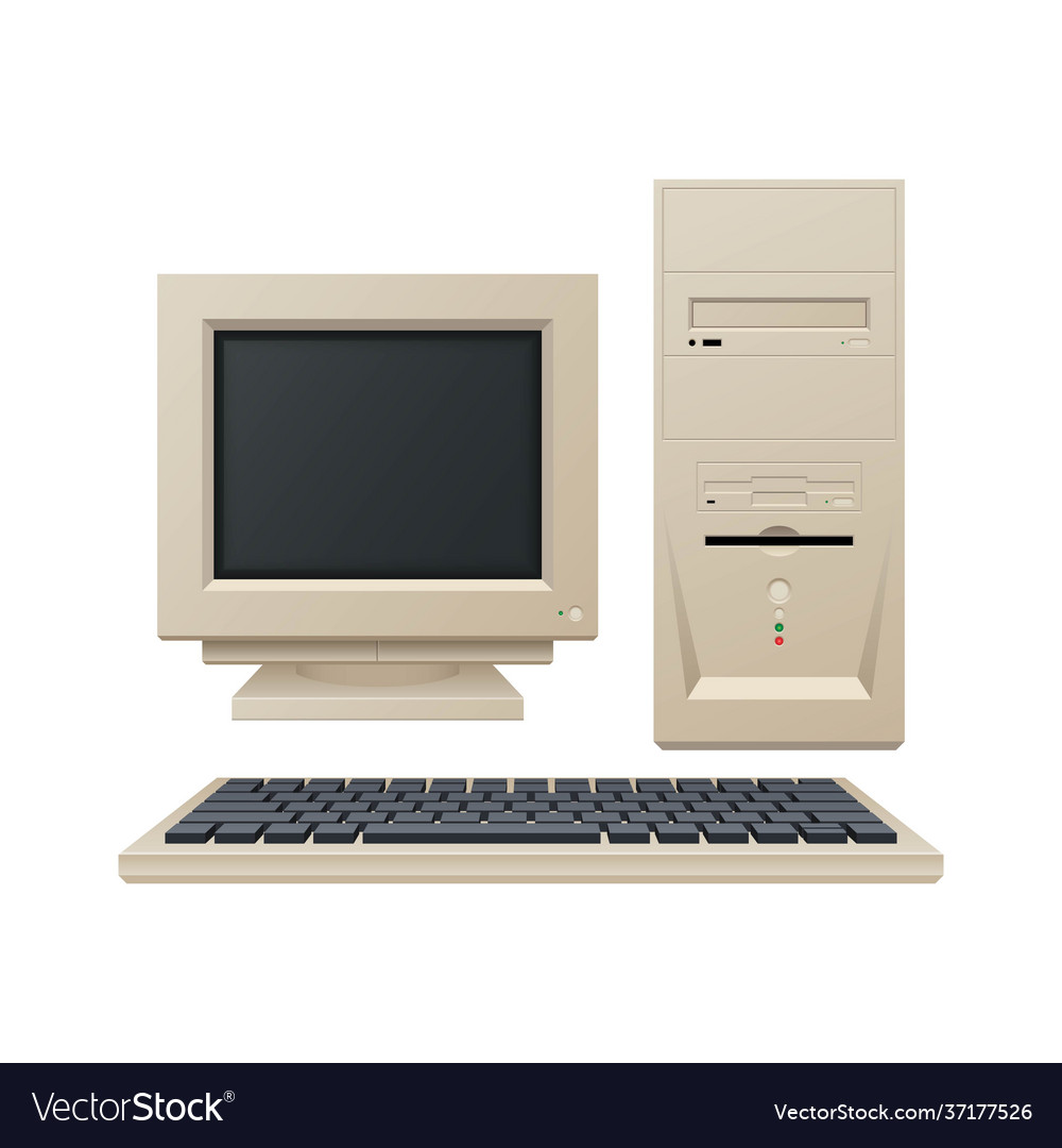 Old vintage computer Royalty Free Vector Image