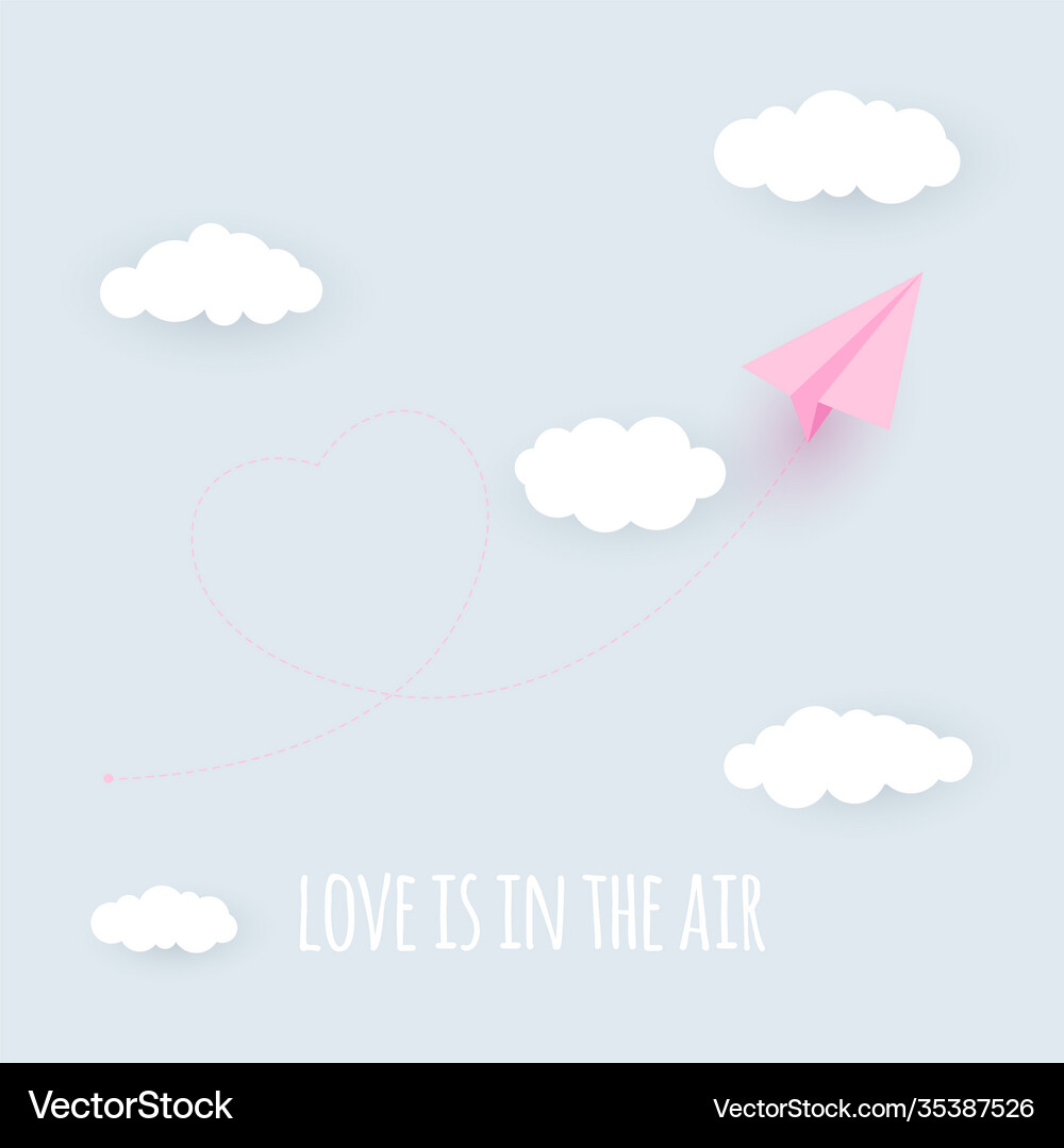 Paper airplane heart background love Royalty Free Vector