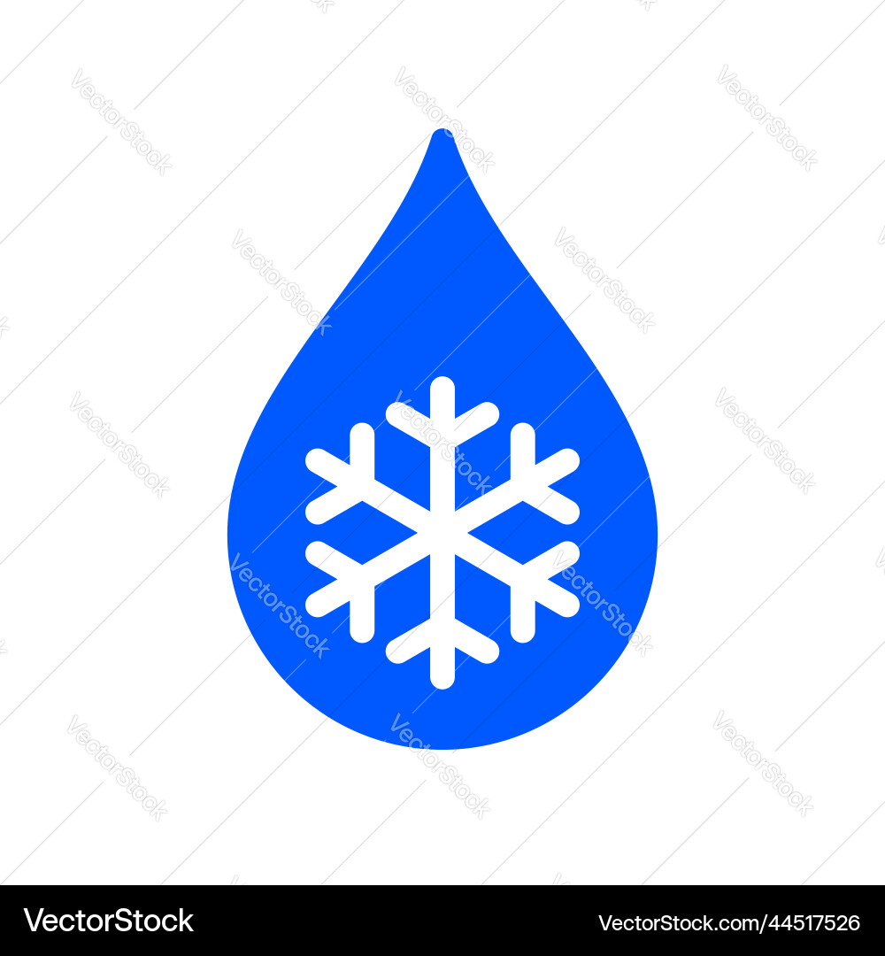 Simple cold water droplet with snowflake icon Vector Image