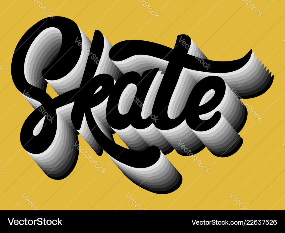 Skate handwritten lettering template for card Vector Image
