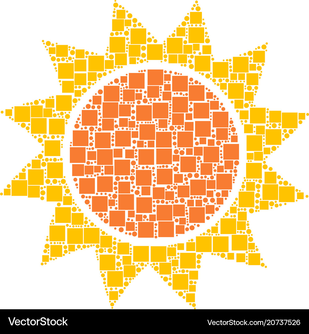 Sun collage of squares and circles Royalty Free Vector Image