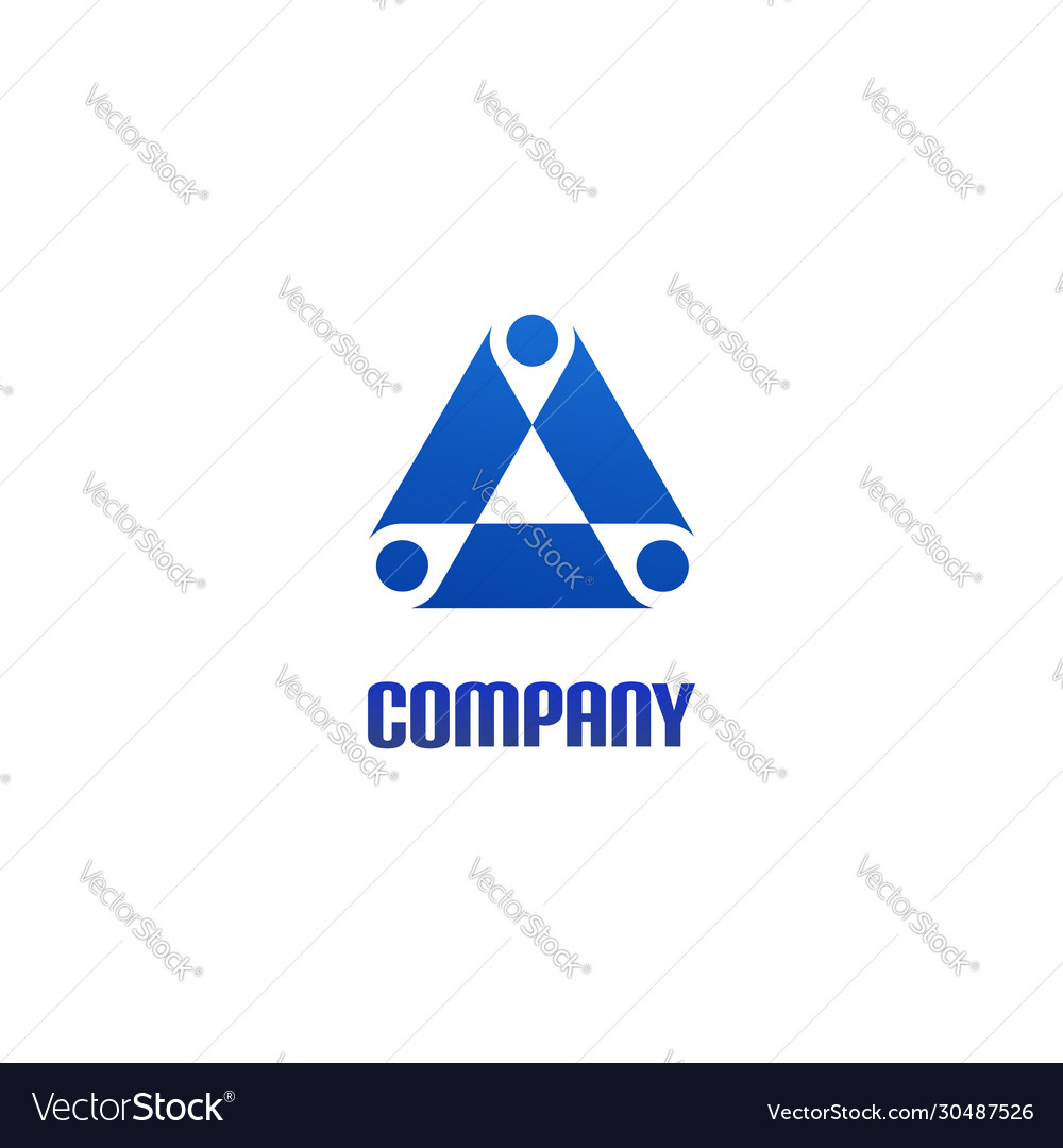 Three point element blue triangle logo concept Vector Image