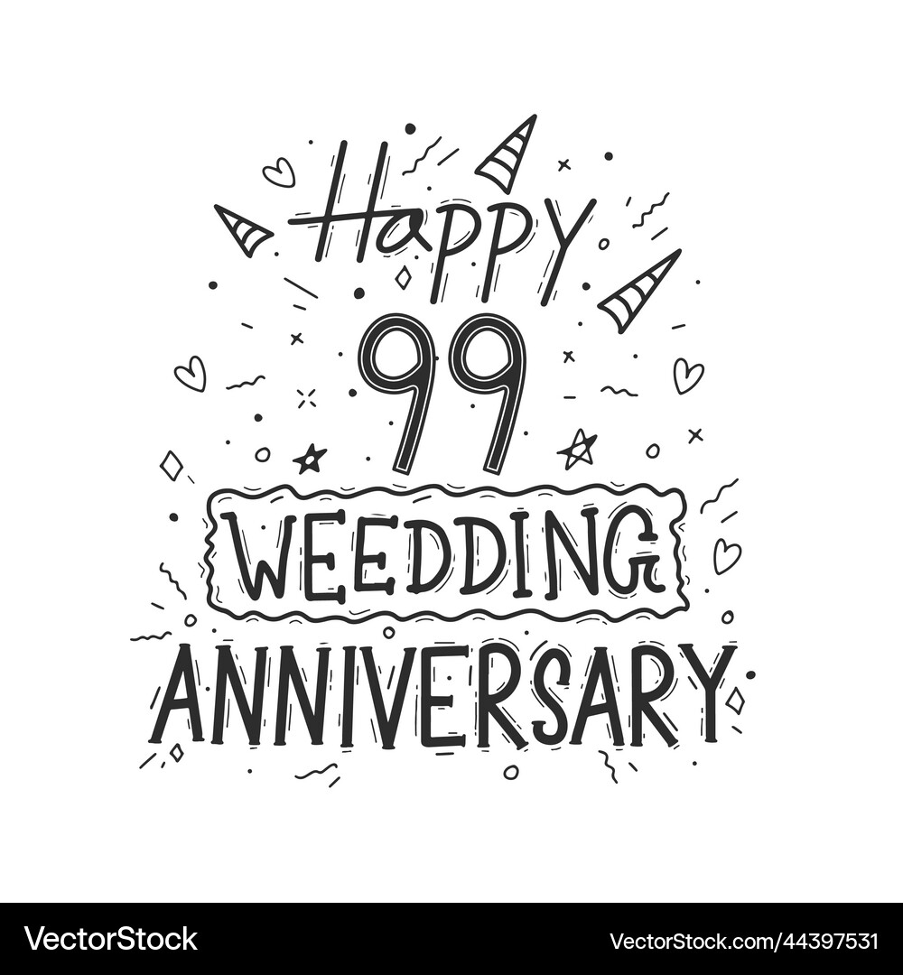 99 years anniversary celebration hand drawing Vector Image