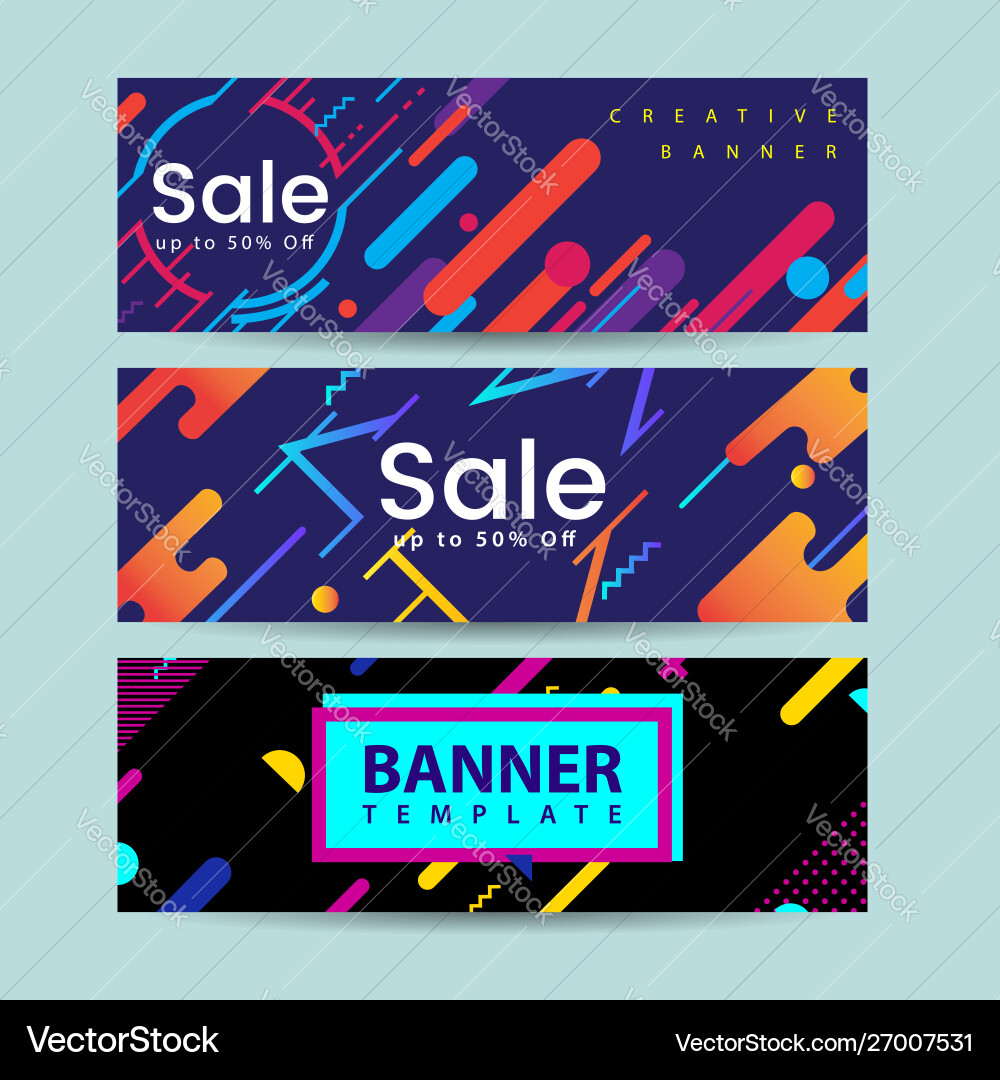 Abstract motion banners colorful geometric shapes Vector Image