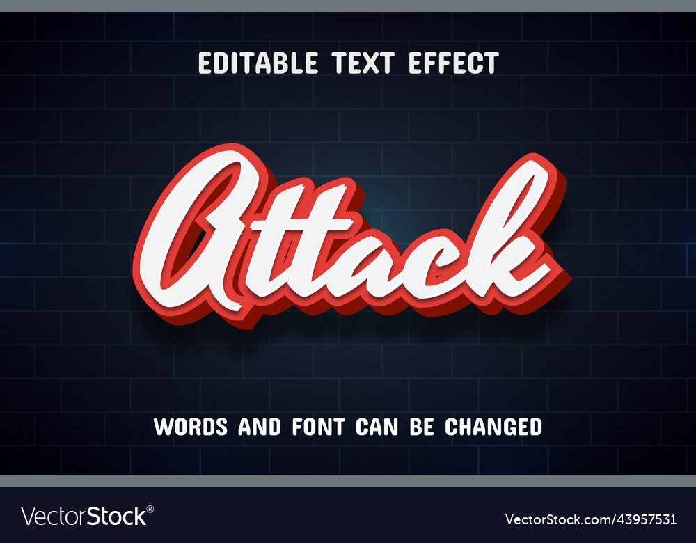 Attack text - 3d style text effect Royalty Free Vector Image