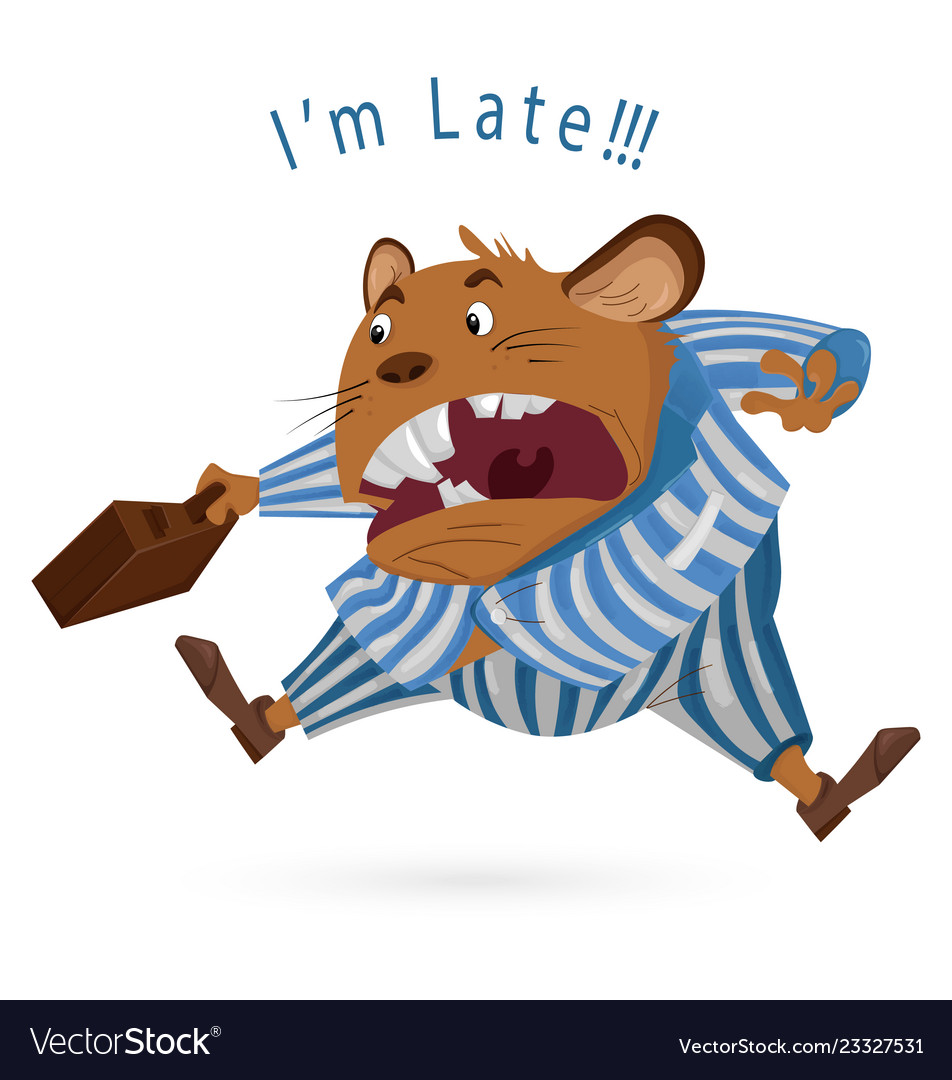 Big boss mouse late for work cartoon Royalty Free Vector Big boss mouse late for work cartoon Royalty Free Vector