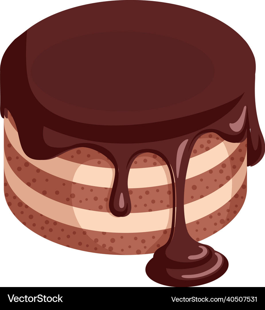Cake with dripping chocolate frosting cream Vector Image