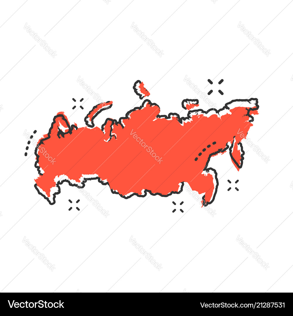 Cartoon russia map icon in comic style russian Vector Image