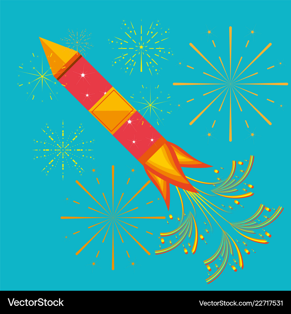 Celebration of fireworks scene icon Royalty Free Vector