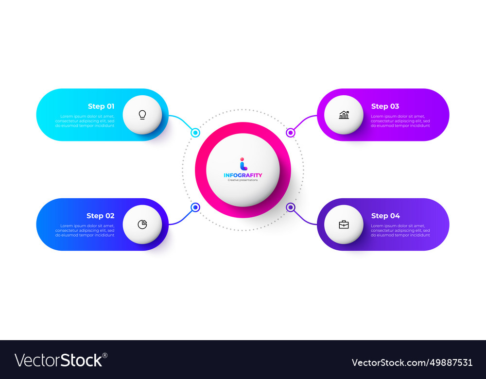 Central circle with 4 rounded elements Royalty Free Vector