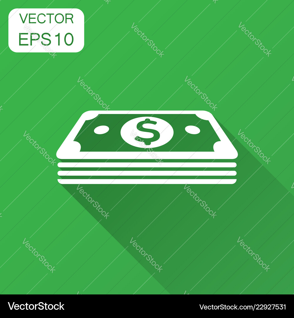 Dollar currency banknote icon in flat style Vector Image