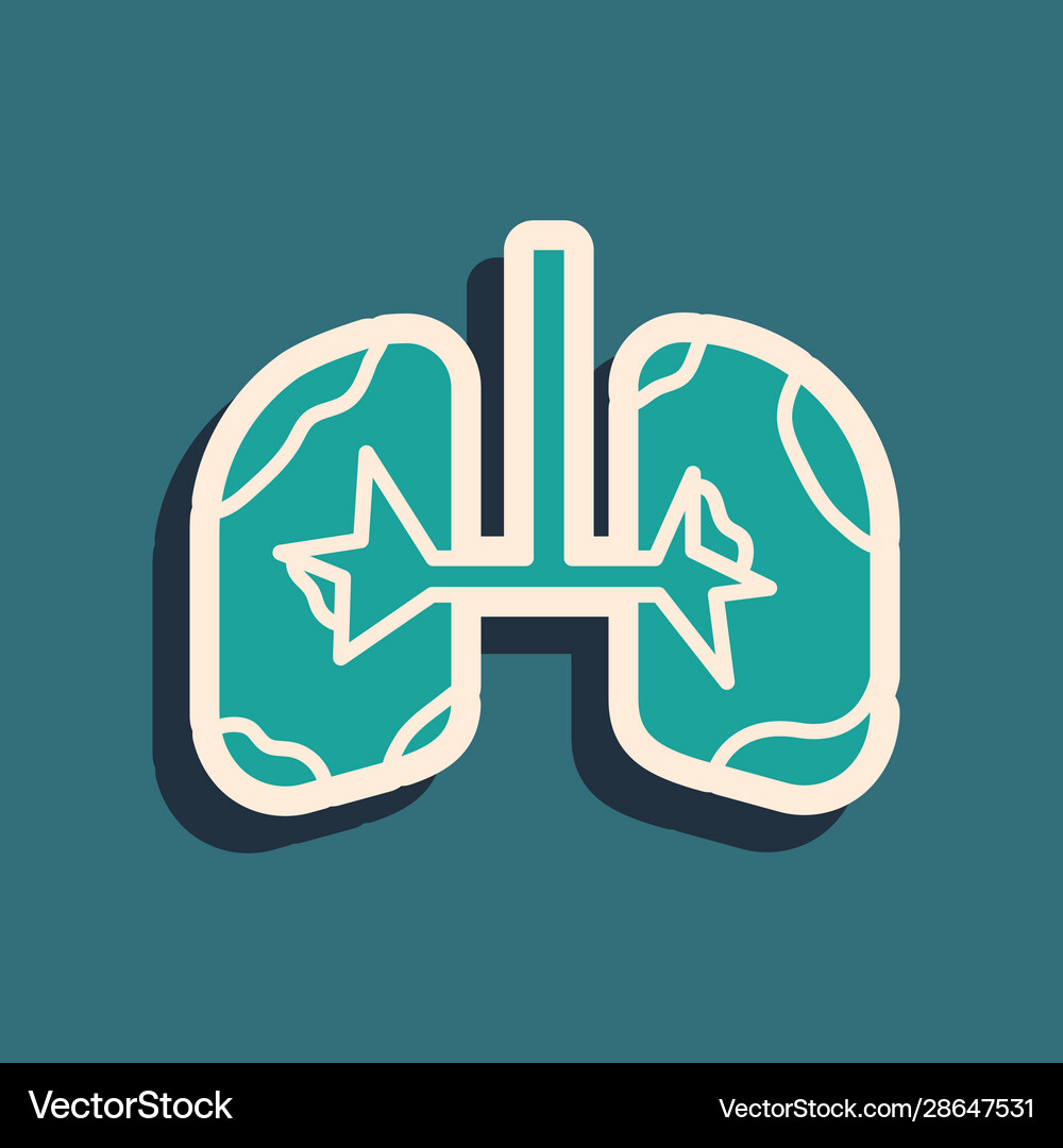 Green lungs icon isolated on blue background long Vector Image