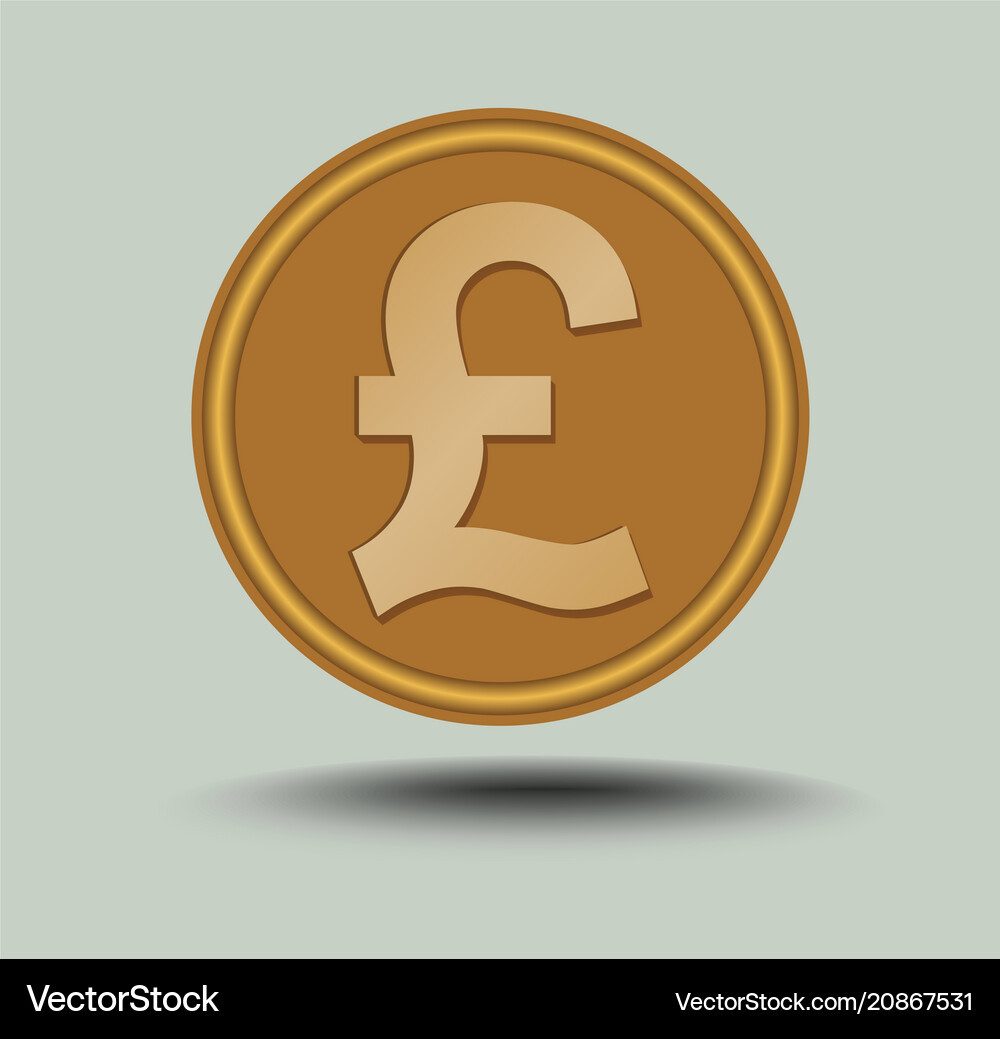 Isolated pound symbol golden coin Royalty Free Vector Image