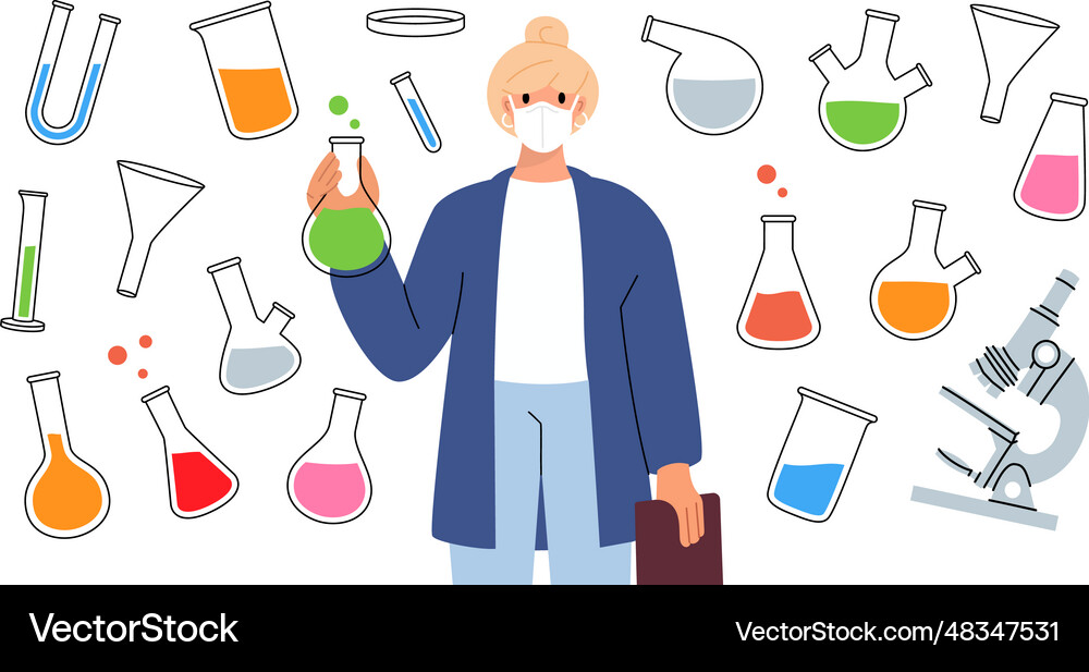 Laboratory glassware chemical lab measuring Vector Image