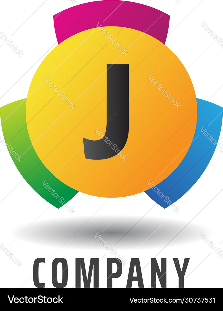 Letter j cheerful logo concept colorful Royalty Free Vector