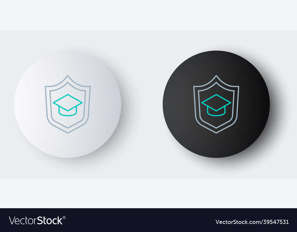Line graduation cap with shield icon isolated Vector Image