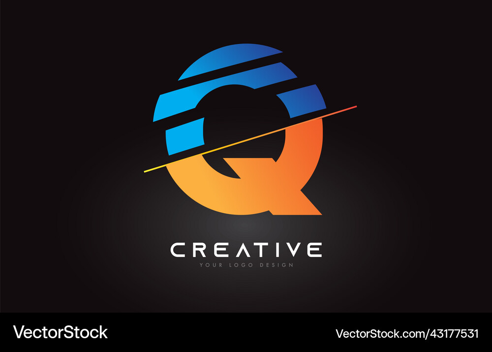 Sliced letter q logo icon design with blue Vector Image