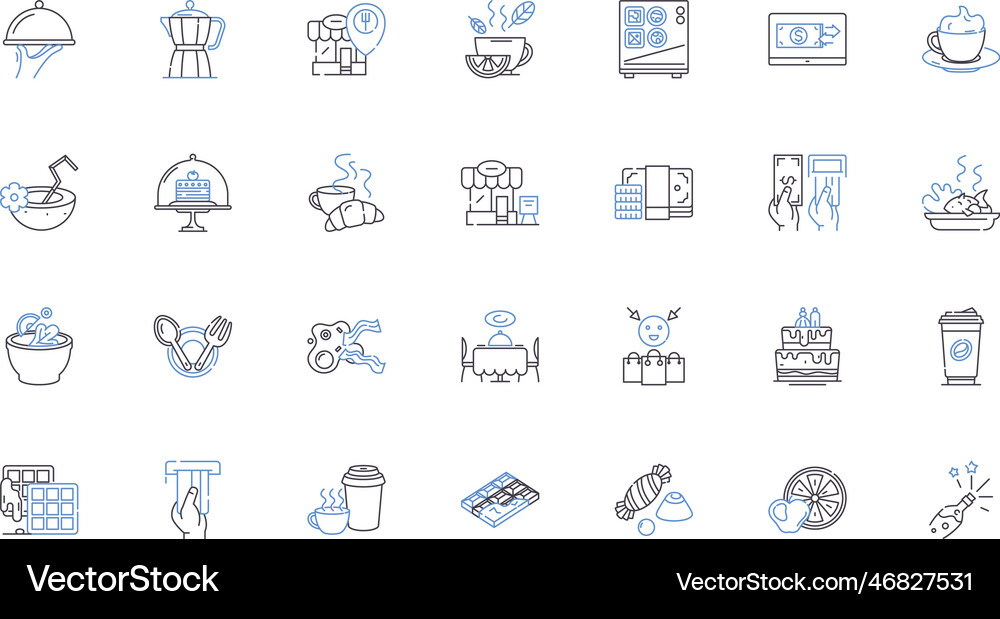 Snack bar line icons collection nuts chips Vector Image