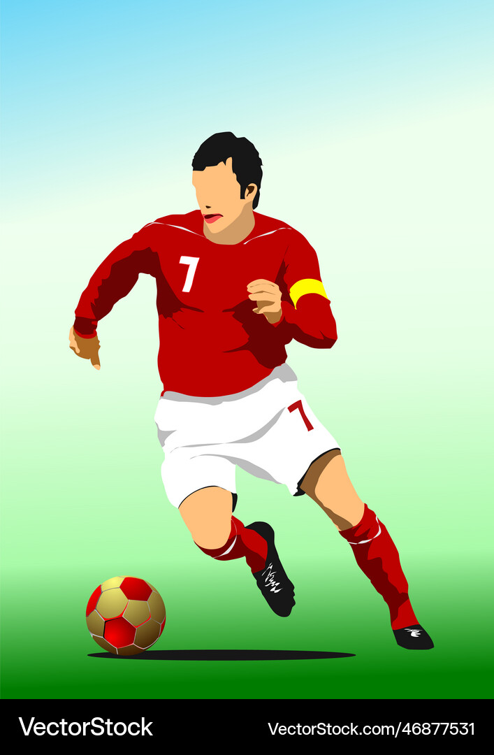 Soccer player poster color 3d Royalty Free Vector Image