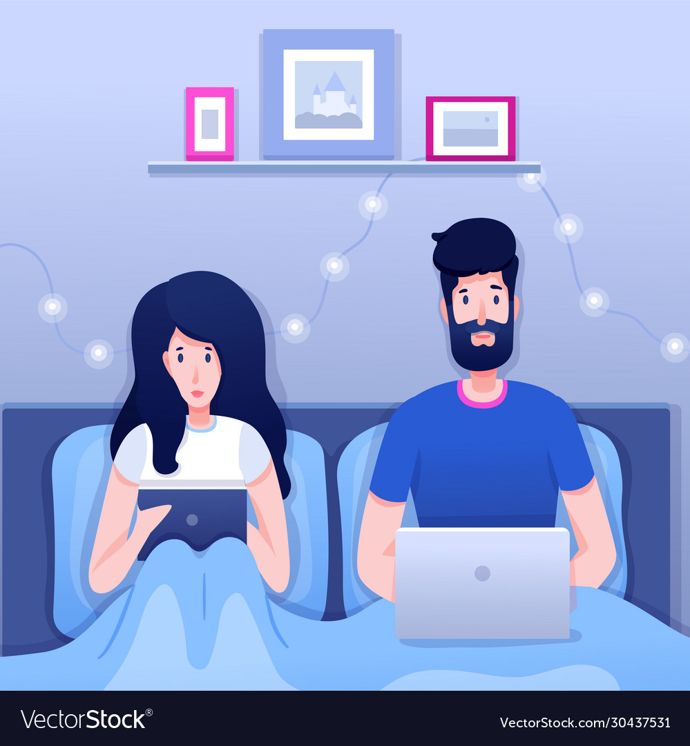 Technology addiction flat Royalty Free Vector Image
