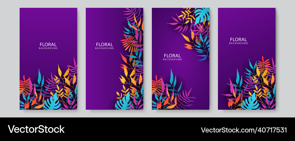 Trendy editable square art templates with floral Vector Image
