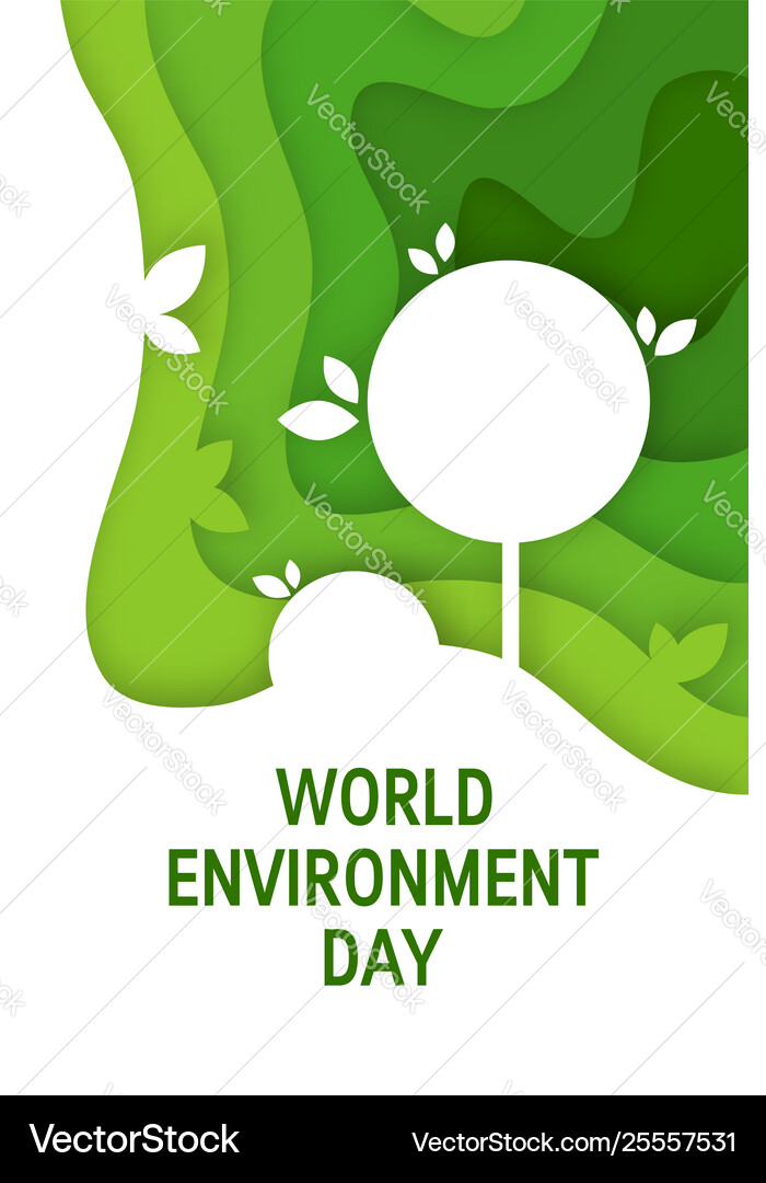 World environment day concept in paper cut style Vector Image