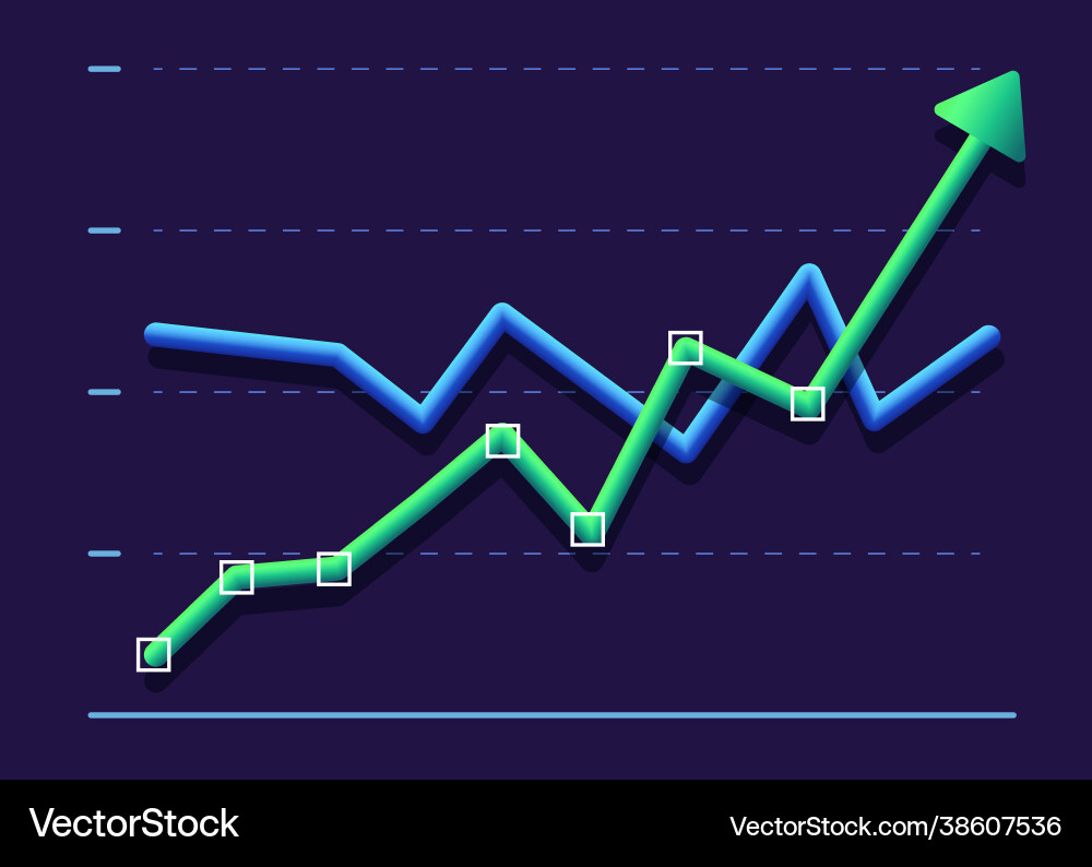 Abstract financial chart with two line moving up Vector Image