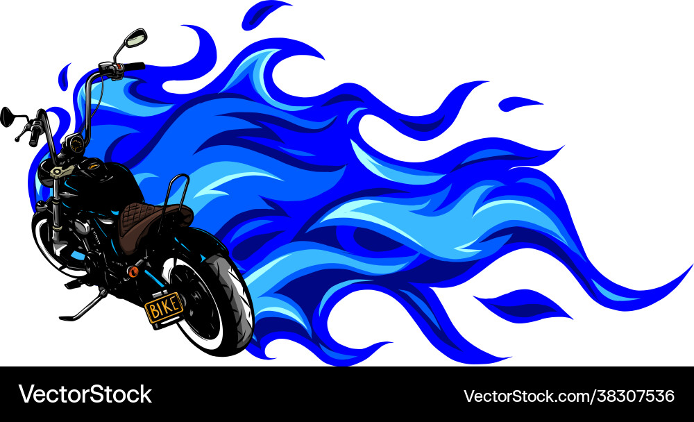 Custom motorcycle with flames Royalty Free Vector Image