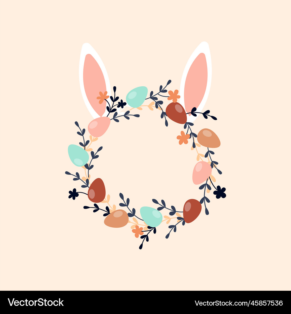 Easter boho wreath with eggs Royalty Free Vector Image