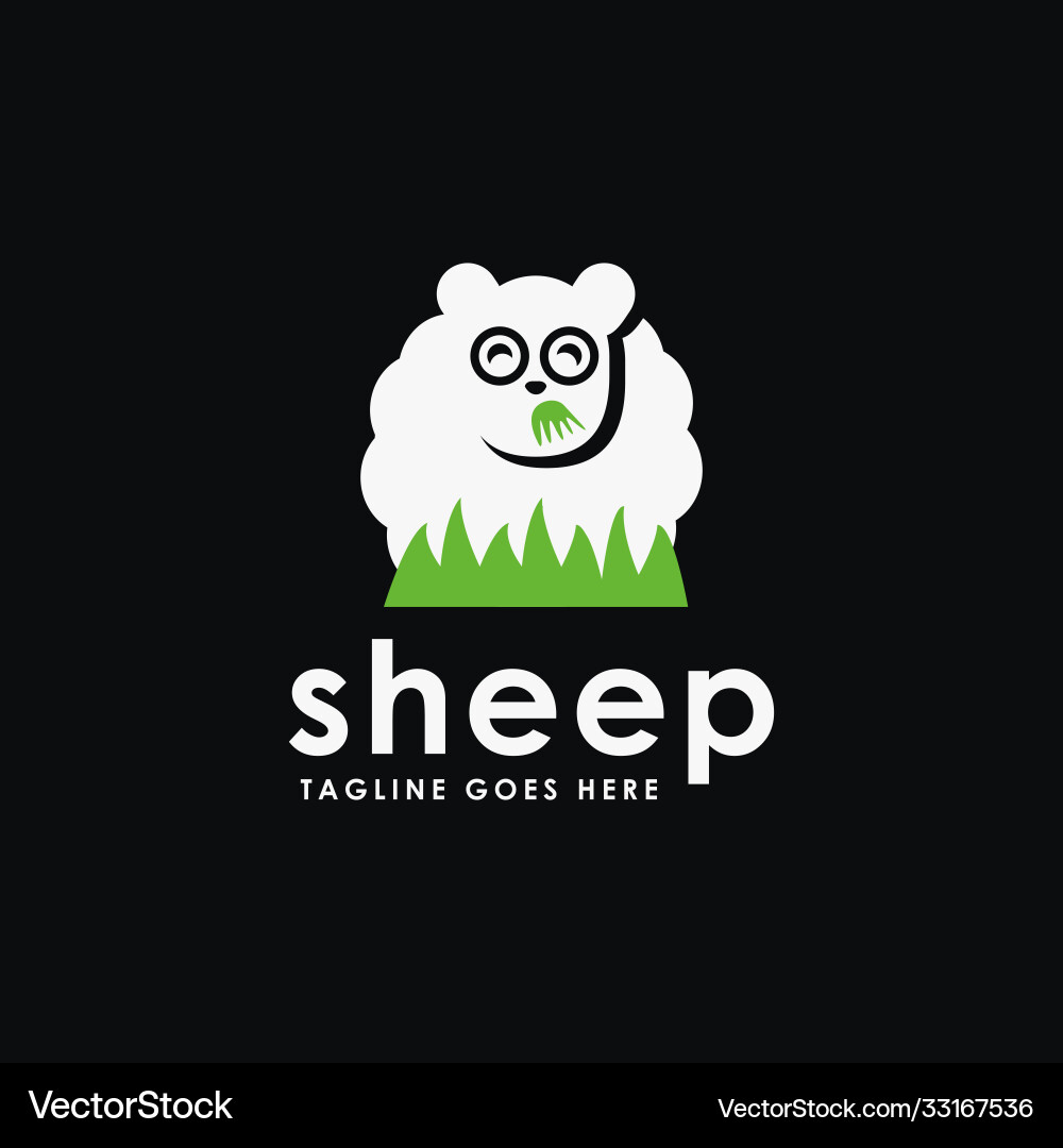 Fun sheep eating grass logo icon template Vector Image