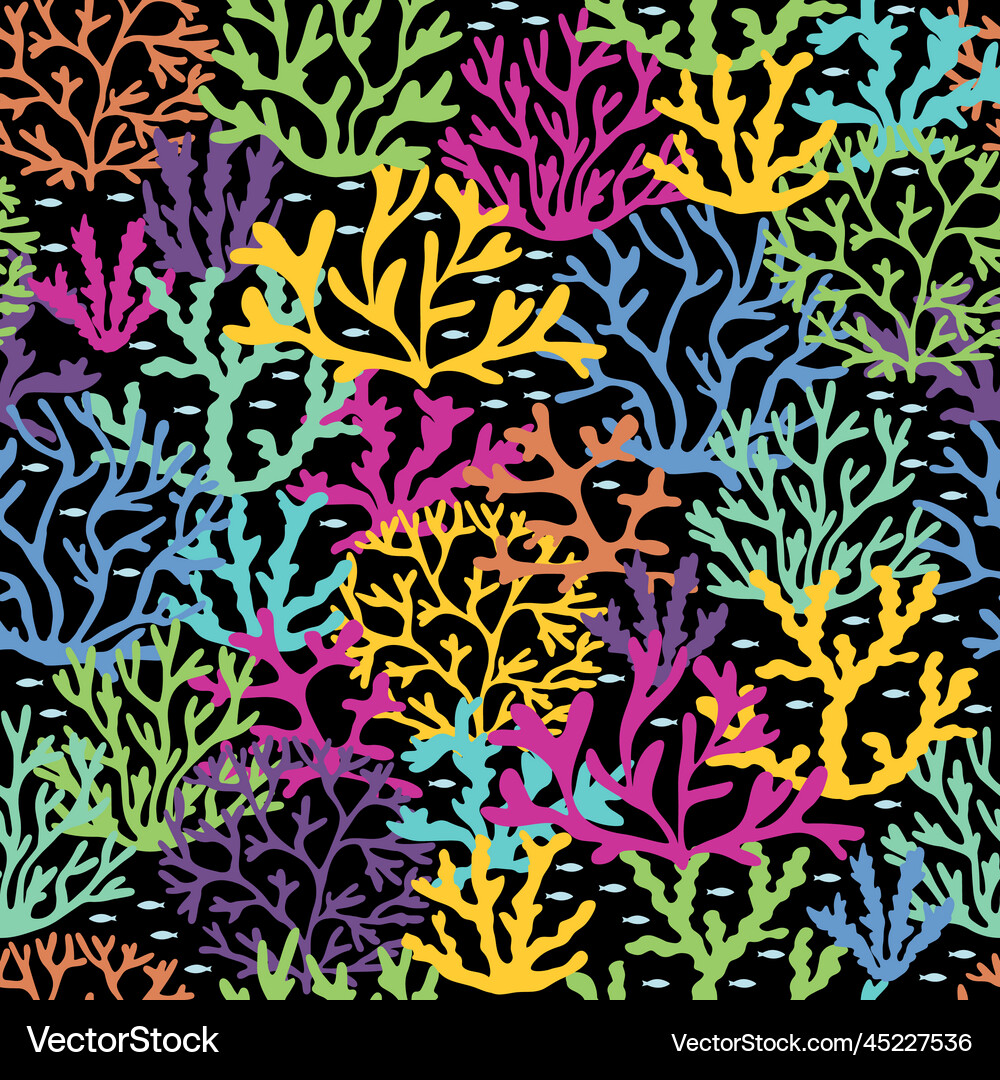Sea coral color seamless pattern marine Royalty Free Vector