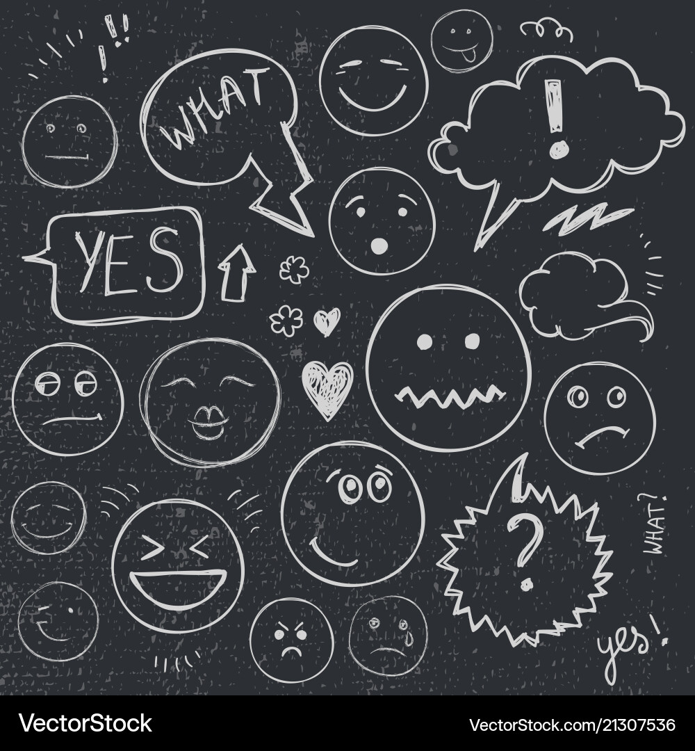 Set of hand drawn doodle faces emotions Royalty Free Vector