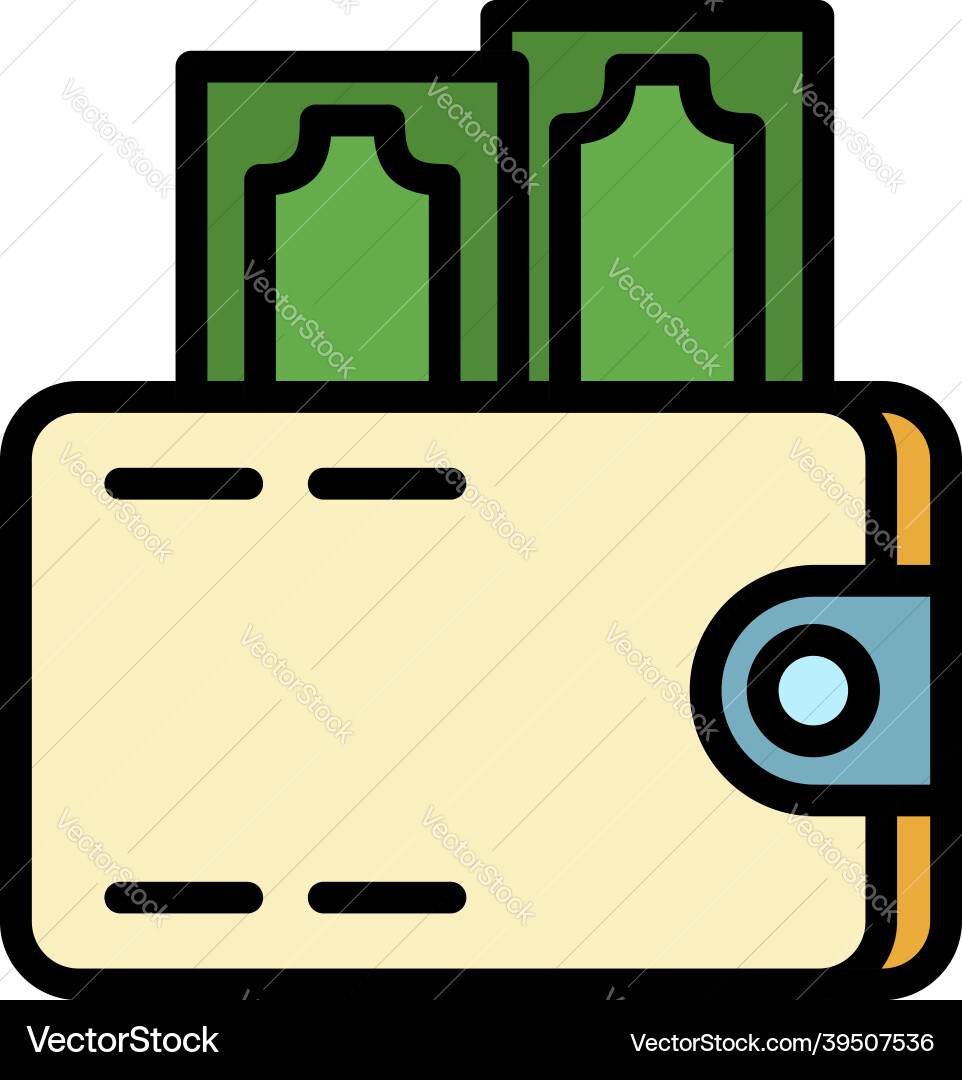 Wallet currency icon color outline Royalty Free Vector Image
