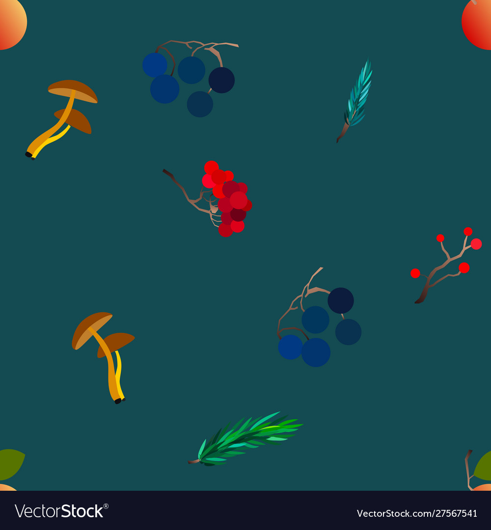 Autumn seamless pattern with berries Royalty Free Vector