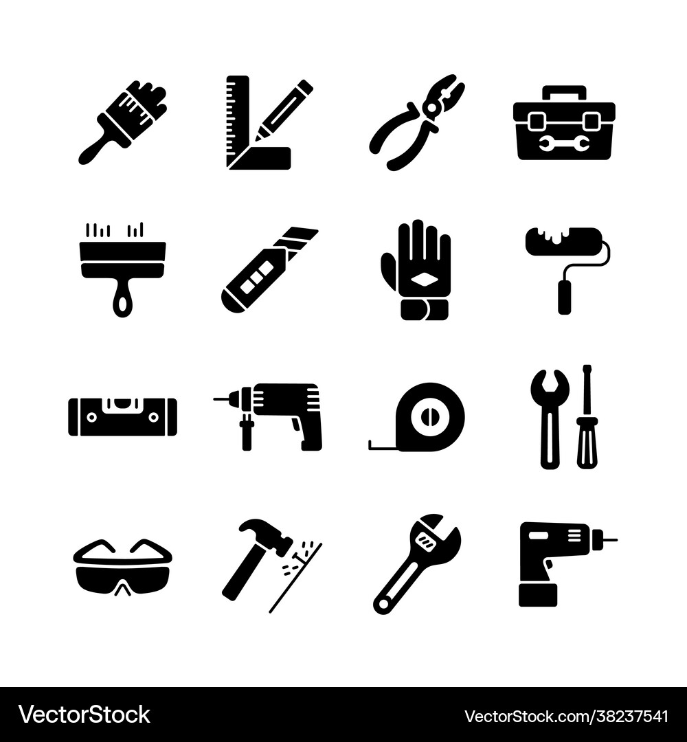 Building construction and home repair tools icons Vector Image