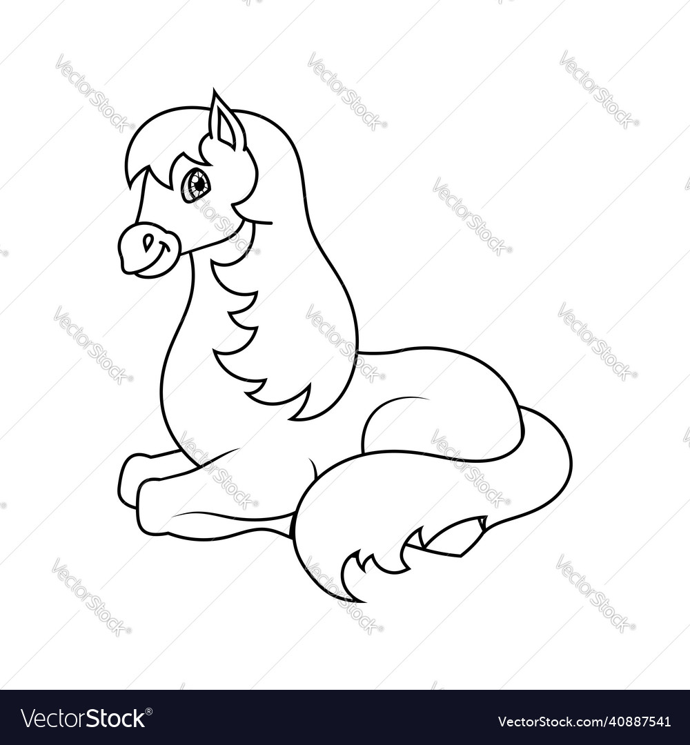 Cute horse farm animal coloring book page Vector Image