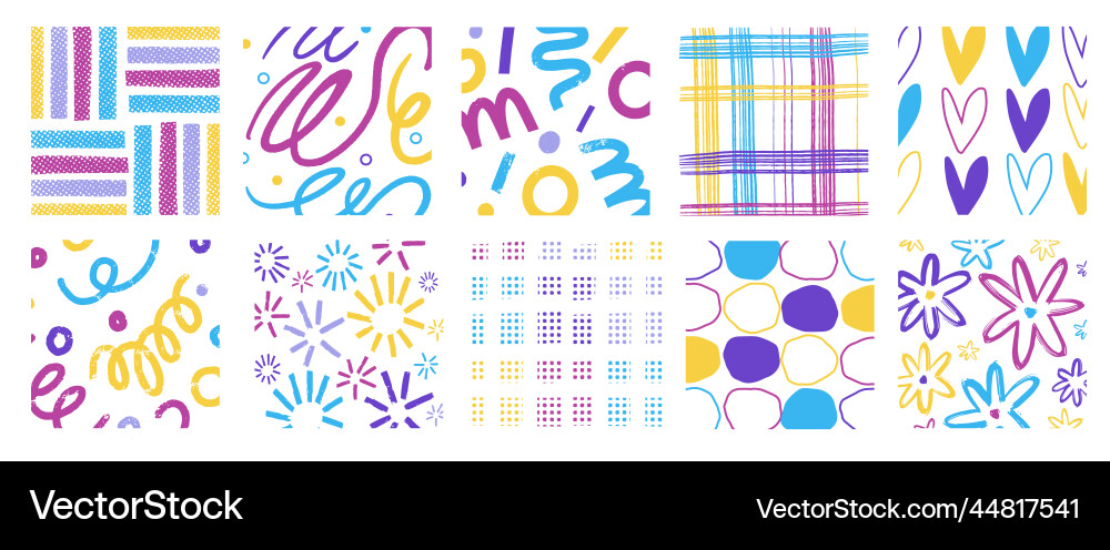 Doodle textures different abstract patterns Vector Image