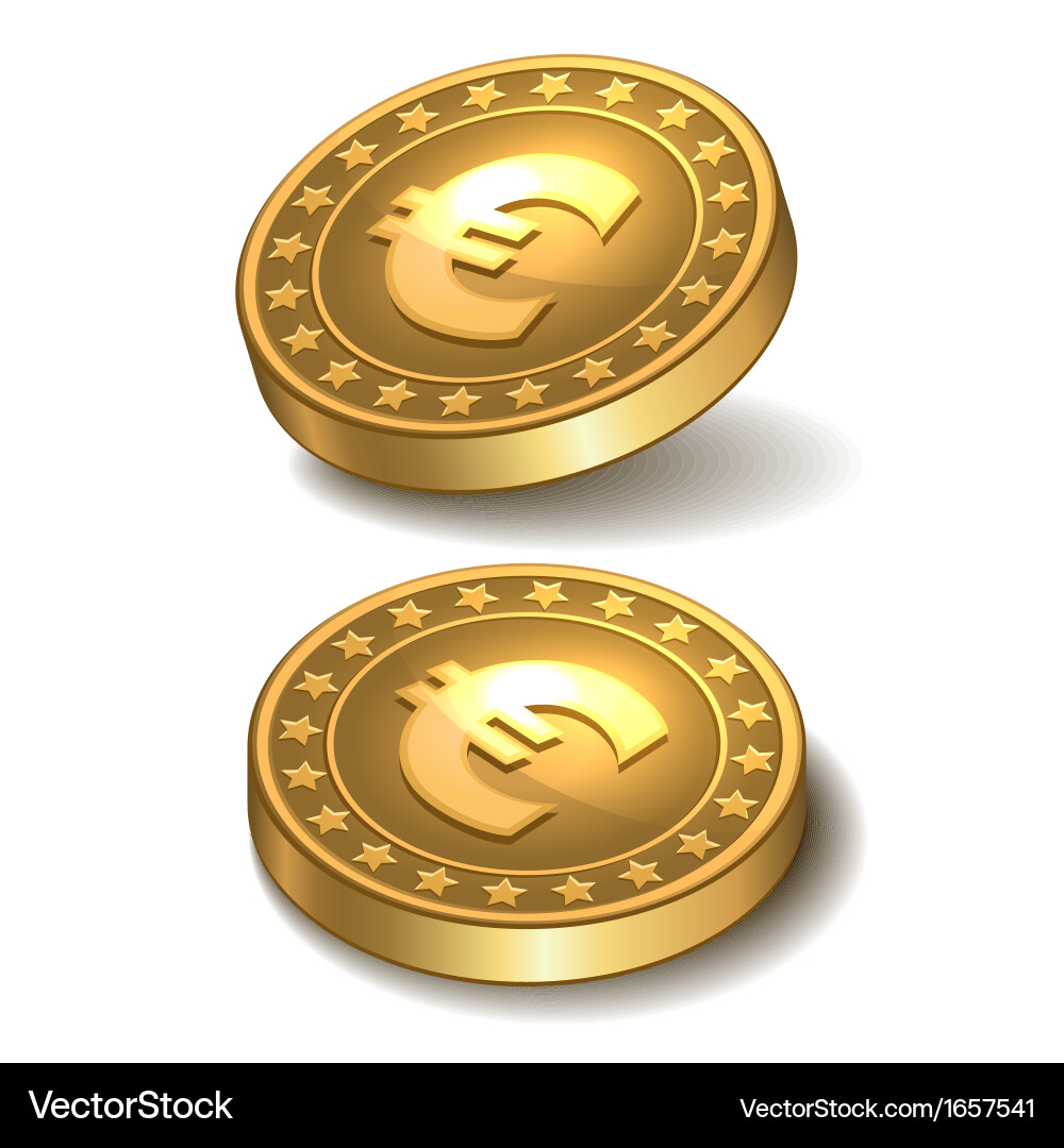 Gold coin with euro sign Royalty Free Vector Image