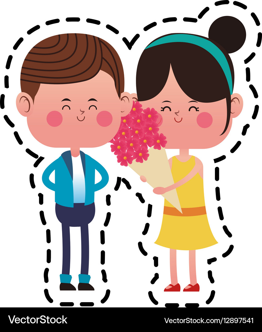 Kawaii couple in love Royalty Free Vector Image