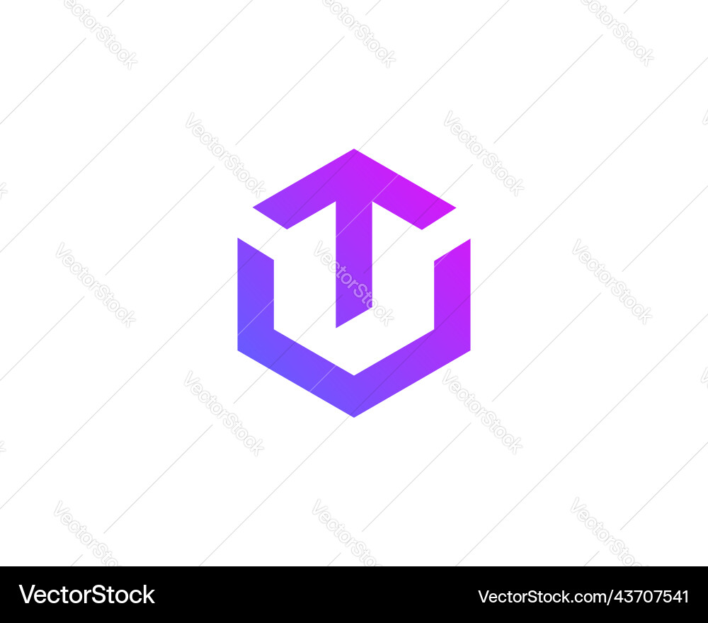 Letter t with cube and arrow logo icon design Vector Image