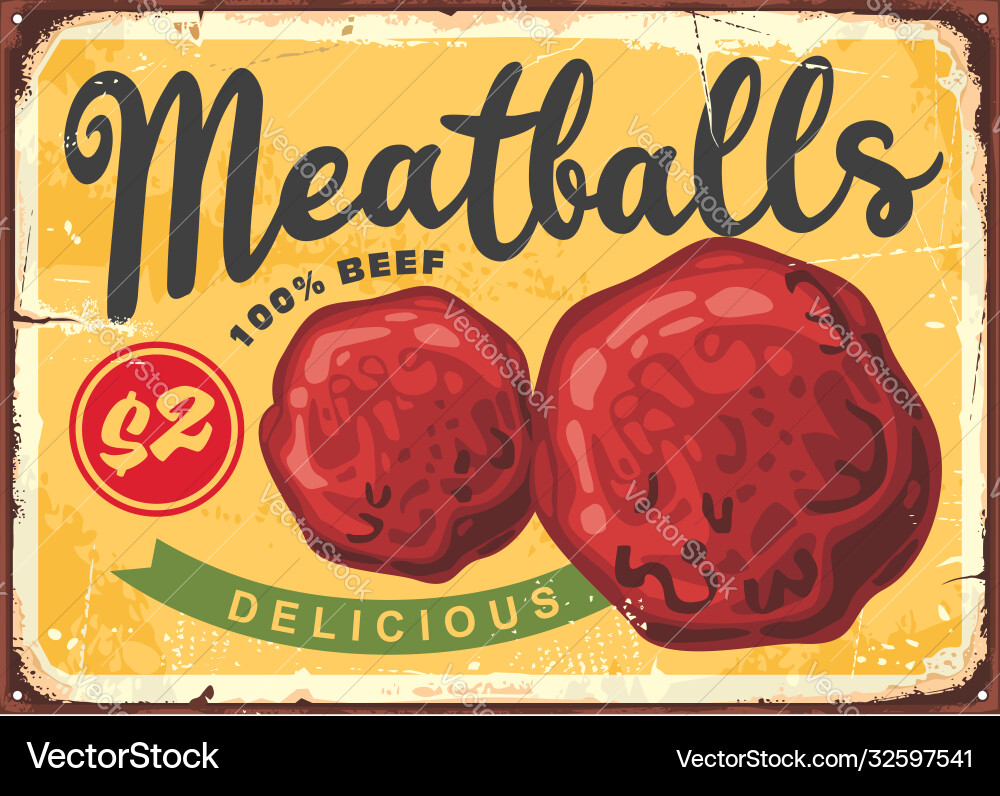 Meatballs poster design in retro style Royalty Free Vector