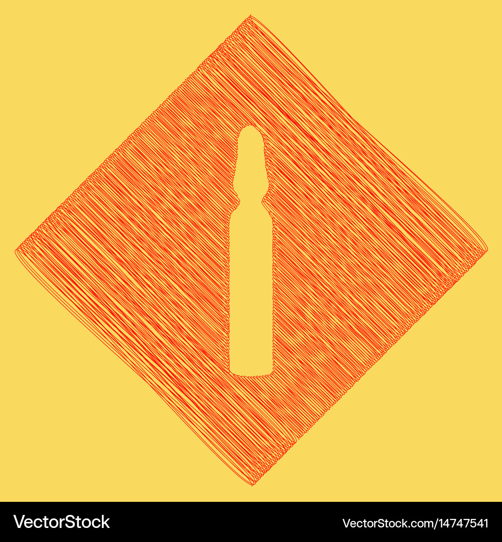Medical ampoule sign red scribble icon Royalty Free Vector