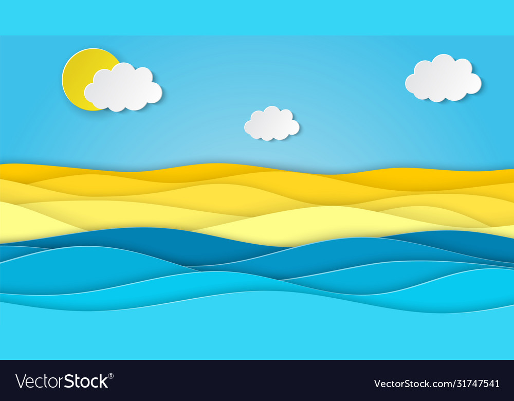 Sea landscape with beach Royalty Free Vector Image