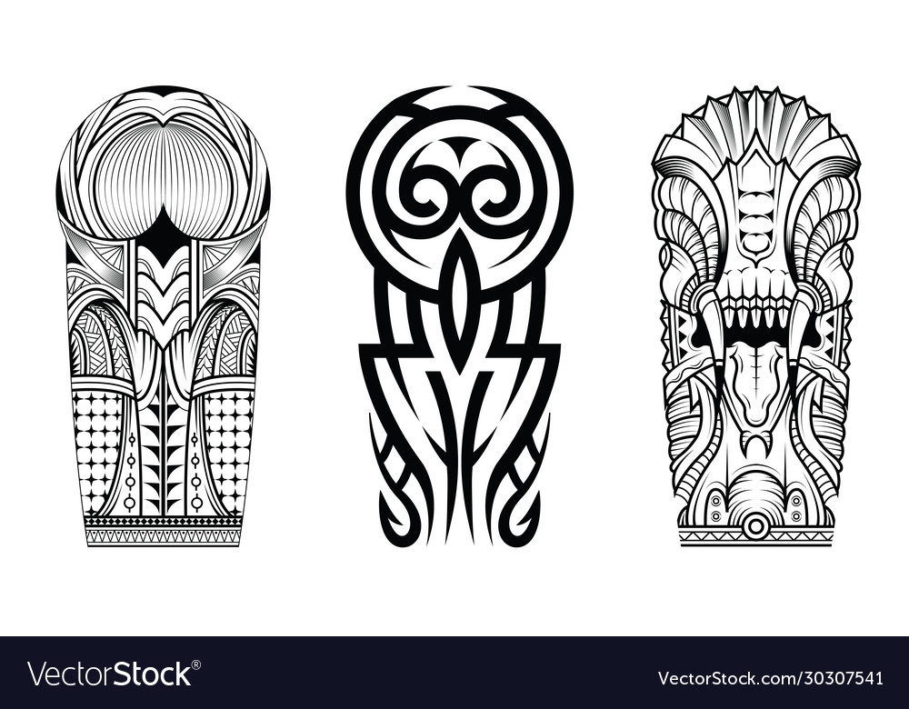 Tattoo Abstract Black Arm Template Set Royalty Free Vector