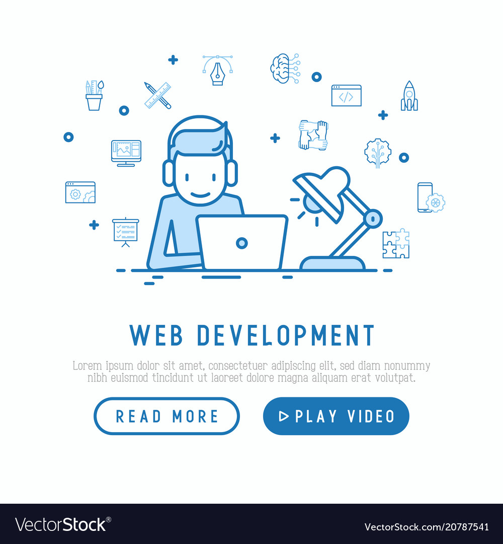 Web developer is working overtime on laptop Vector Image